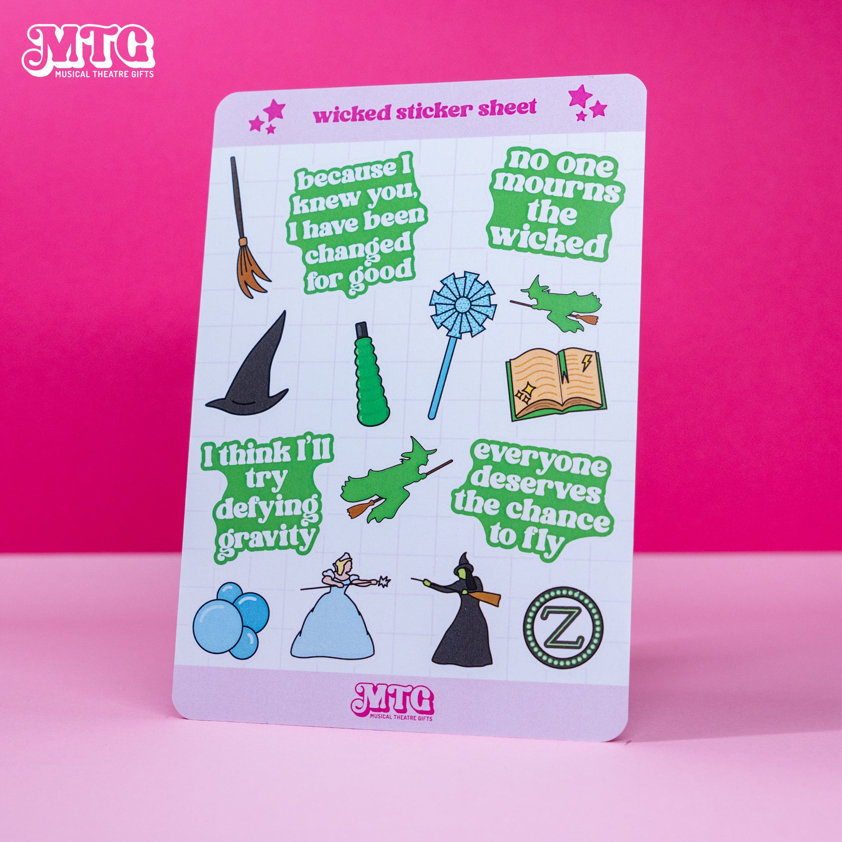 Wicked the musical - Sticker sheet – Musical Theatre Gifts
